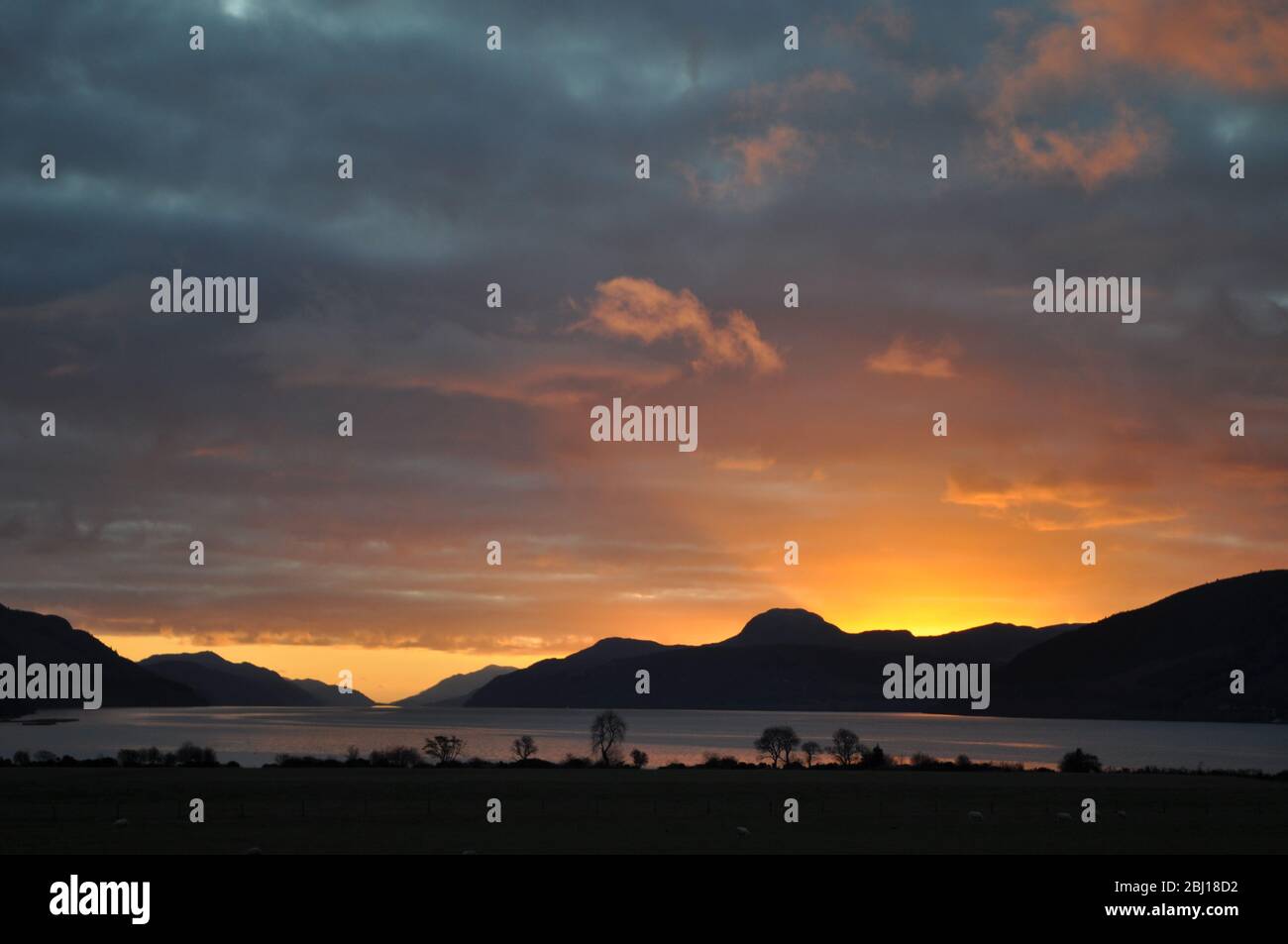 Sunset over Loch Ness, Inverness-shire, Highland Scotland Stock Photo ...