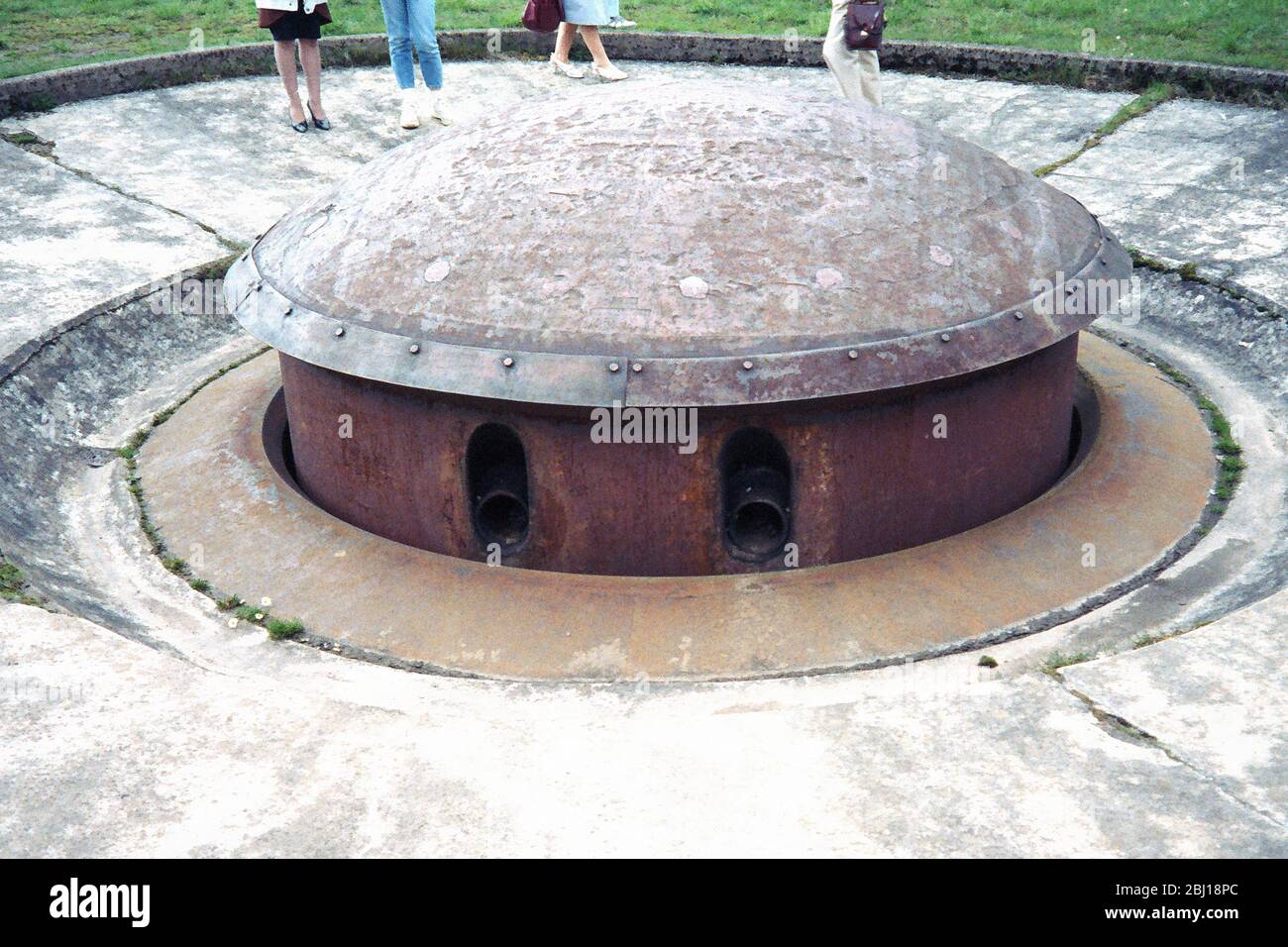 A raised steel gun turret at Fort Hackenberg bunker system part of the ...