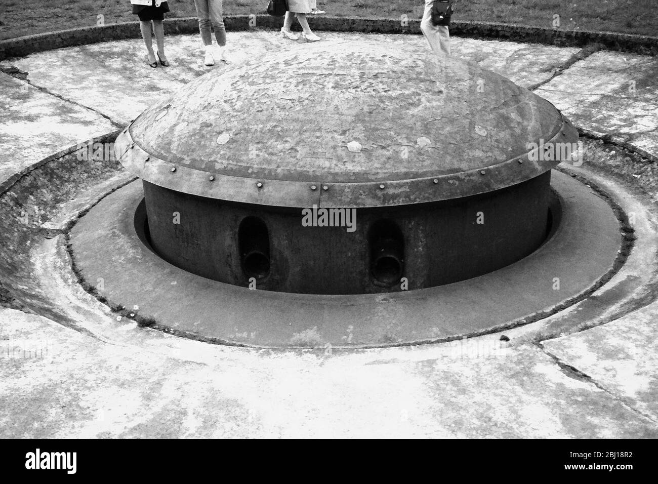 A raised steel gun turret at Fort Hackenberg bunker system part of the ...