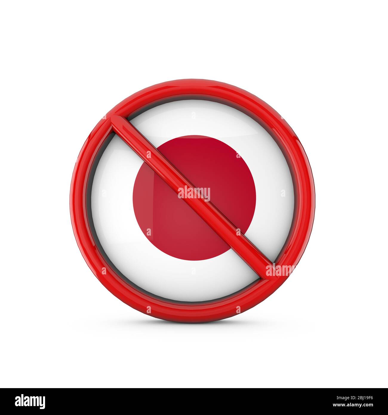 Japan flag prohibited no entry symbol. 3D Rendering Stock Photo - Alamy