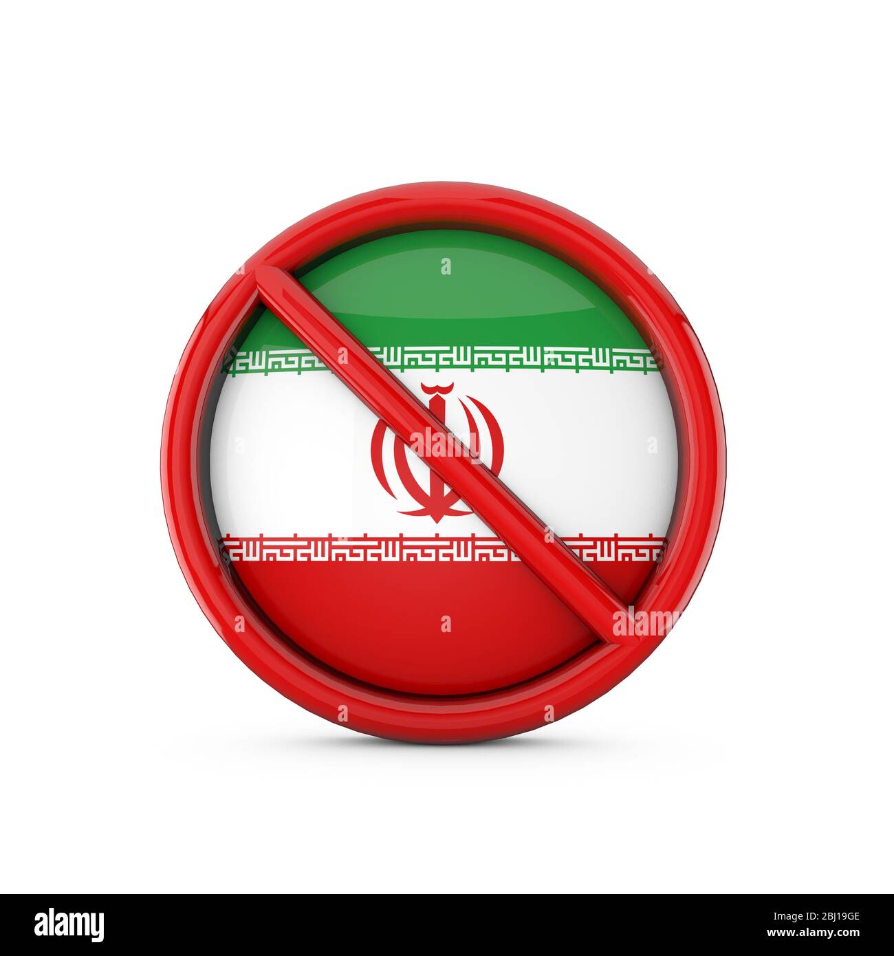 Iran flag prohibited no entry symbol. 3D Rendering Stock Photo - Alamy