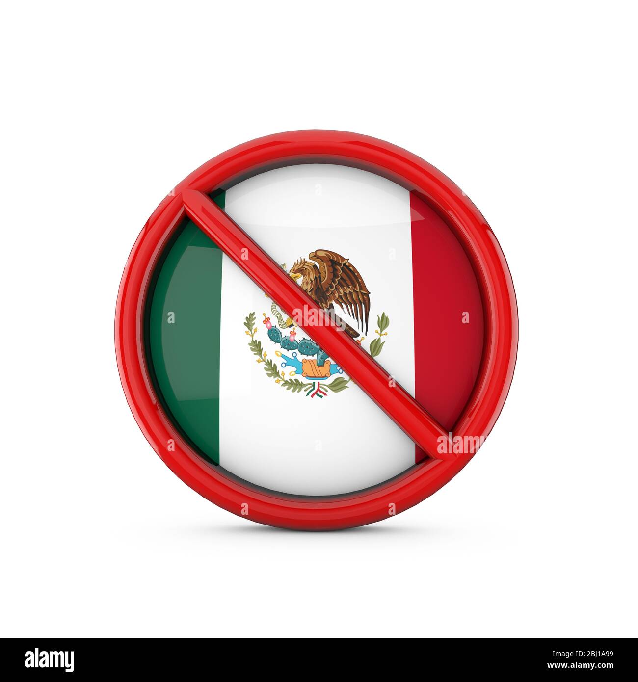 Mexico flag prohibited no entry symbol. 3D Rendering Stock Photo - Alamy