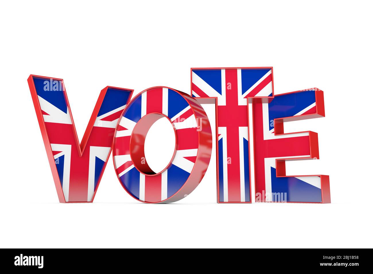 Vote word made from union jack flag lettering. 3D Rendering Stock Photo ...