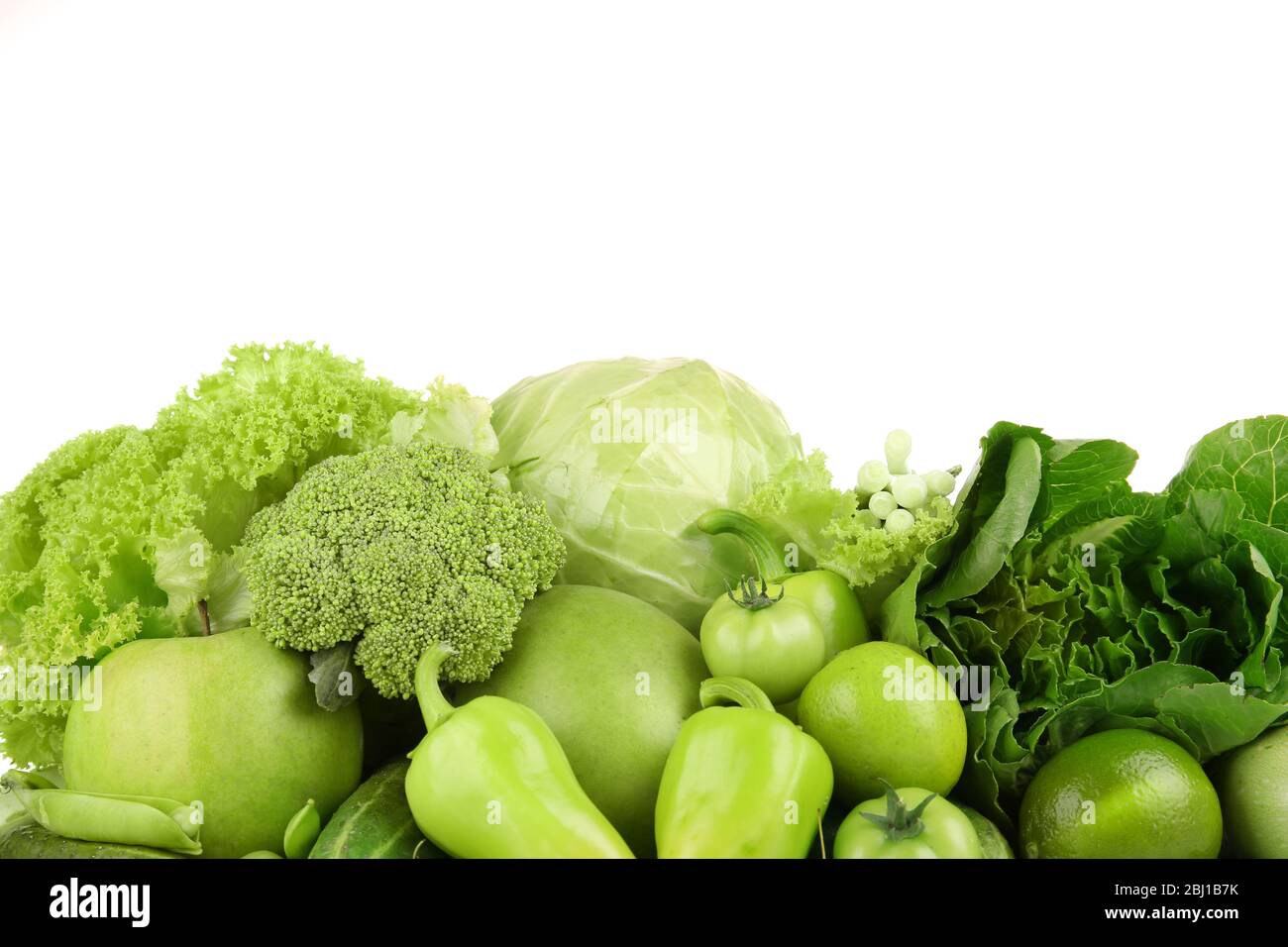 Fresh green food isolated on white Stock Photo - Alamy