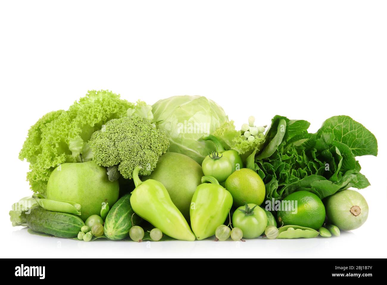 Fresh green food isolated on white Stock Photo - Alamy