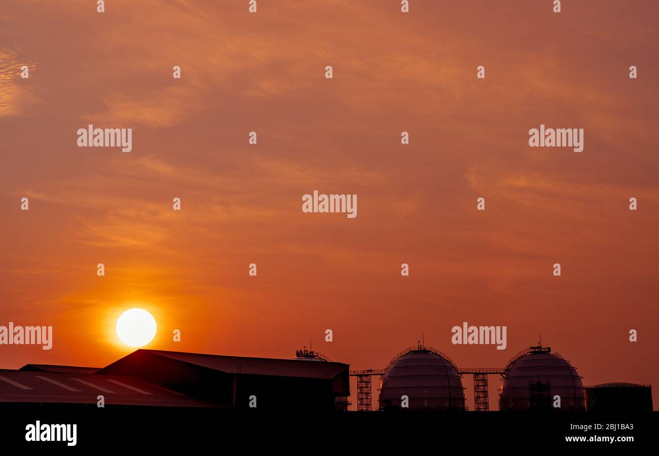 Industrial gas storage tank. LNG or liquefied natural gas storage tank ...