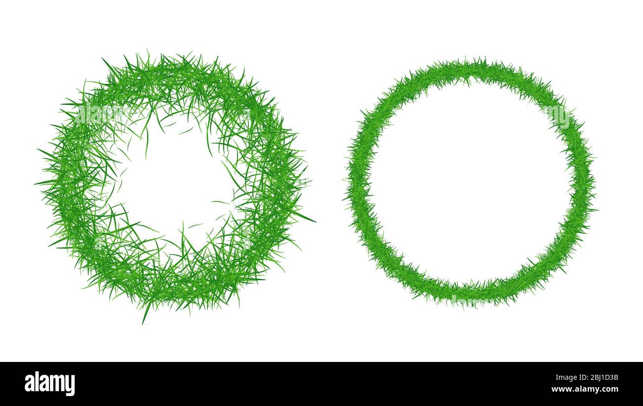 Circle grass frame with copy-space. Green grass frame isolated on white ...