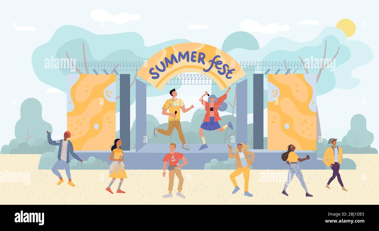 Woman dancing outdoor rock concert Stock Vector Images - Alamy