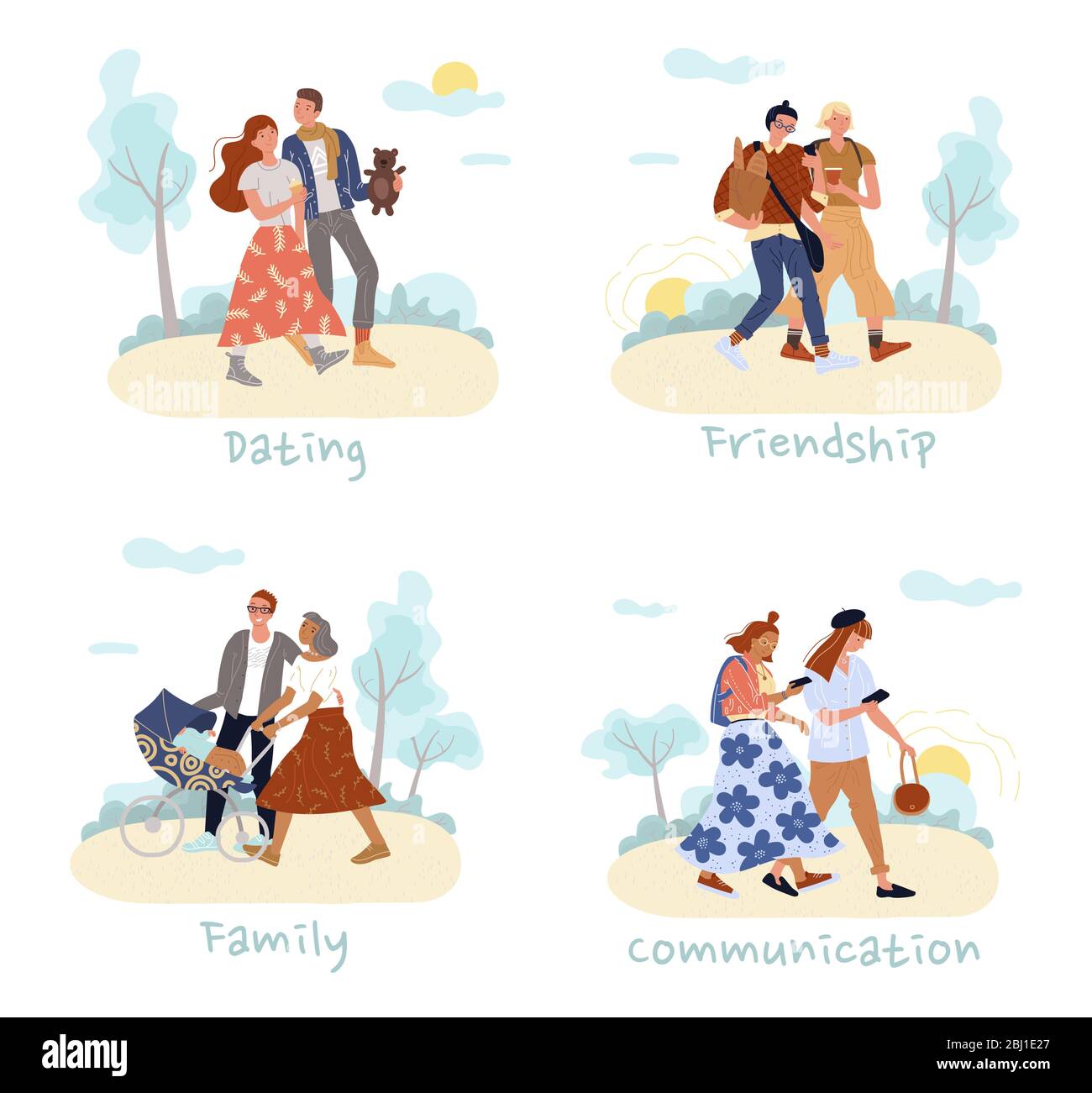 Dating, friendship, communication, family set Stock Vector Image & Art ...