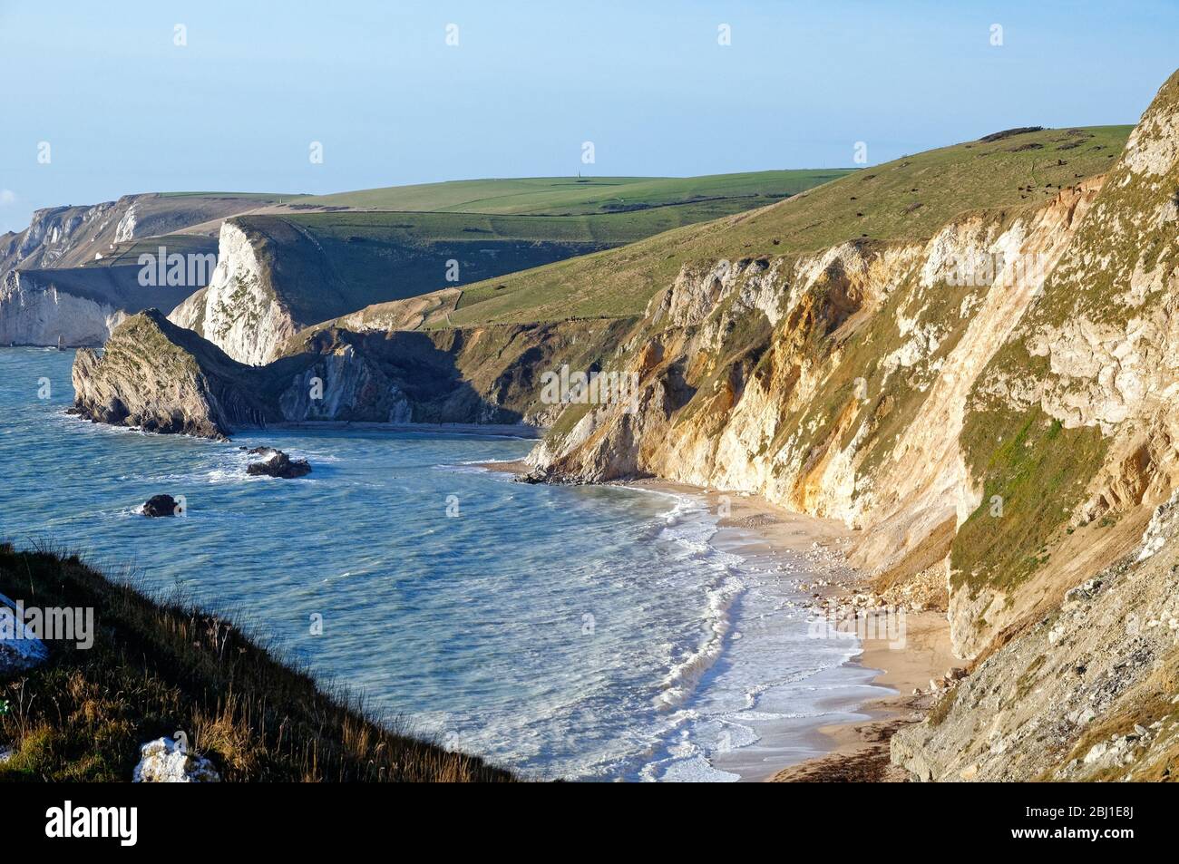 The coastline at St.Oswalds Bay looking towards Durdle Door on the ...