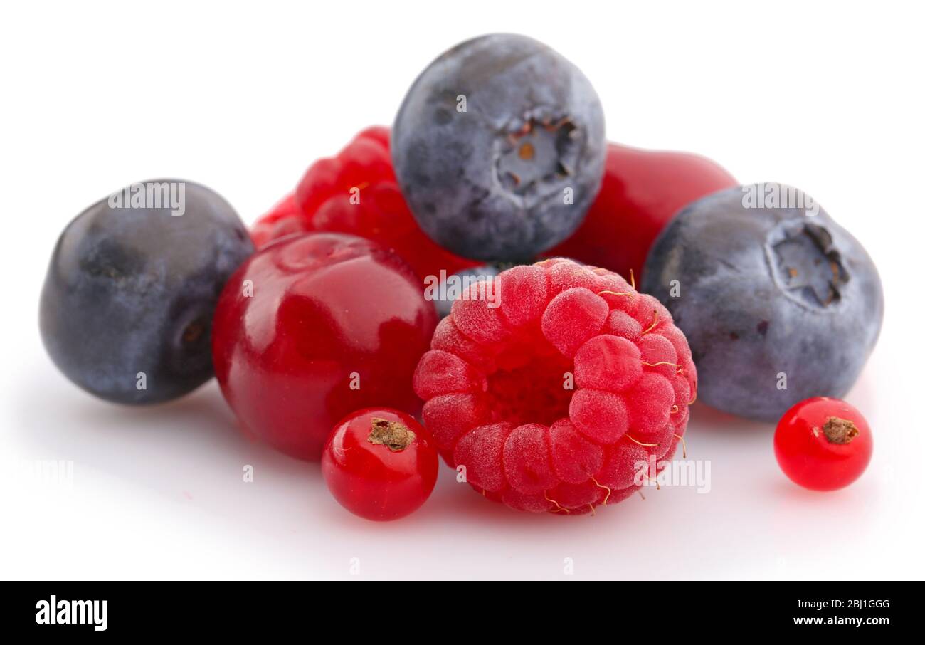 Mix of fresh berries isolated on white isolated on white Stock Photo ...