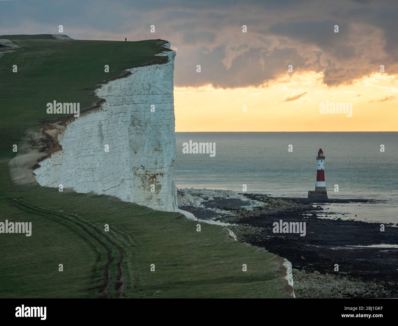 Beachy Head, South Downs, England. A dawn view of the landmark white ...
