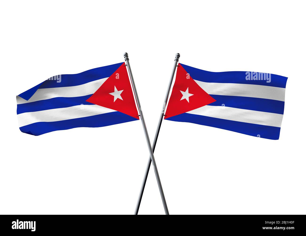 Cuba flags crossed isolated on a white background. 3D Rendering Stock ...