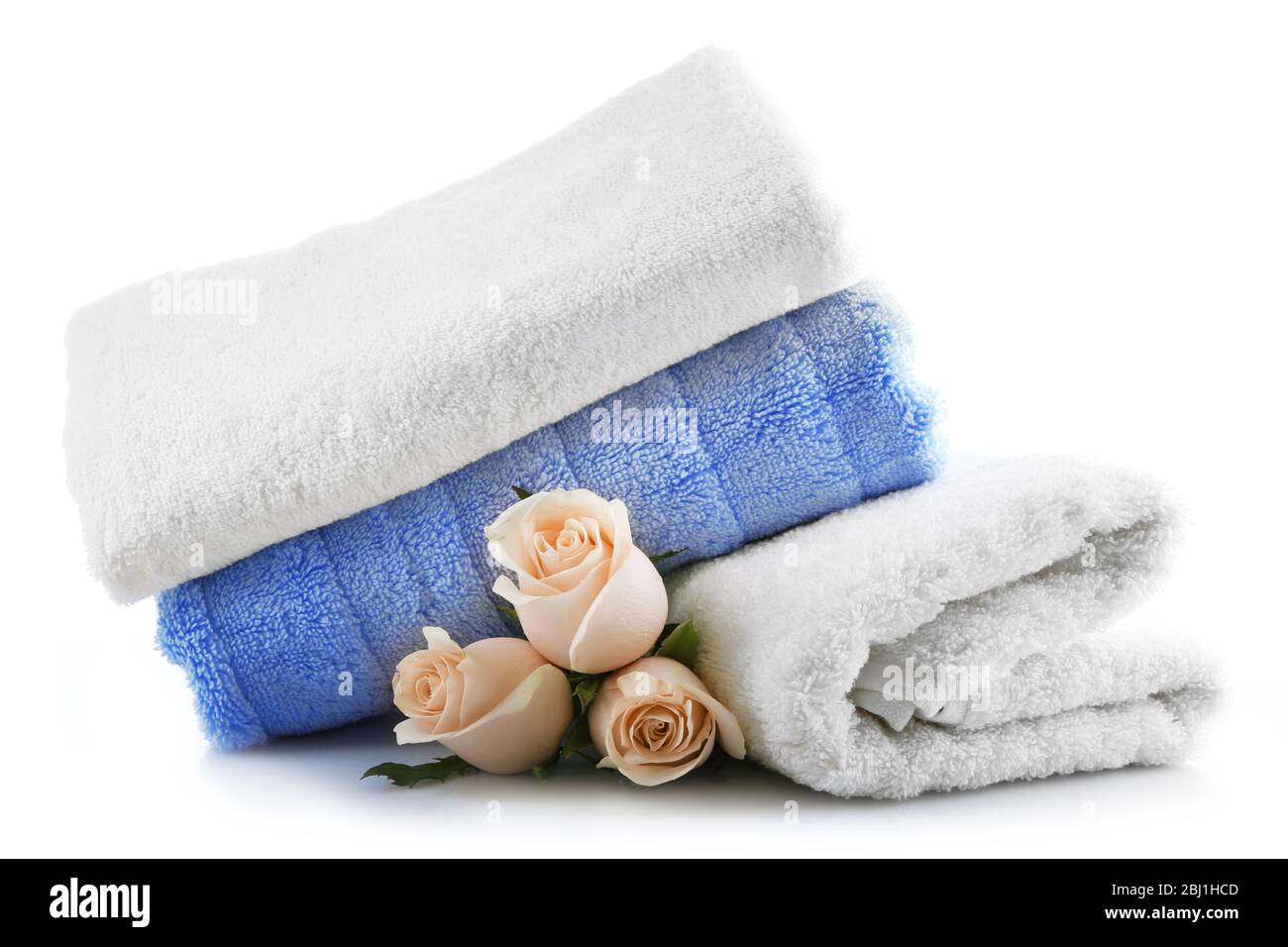 Stack of colorful towels isolated on white Stock Photo - Alamy