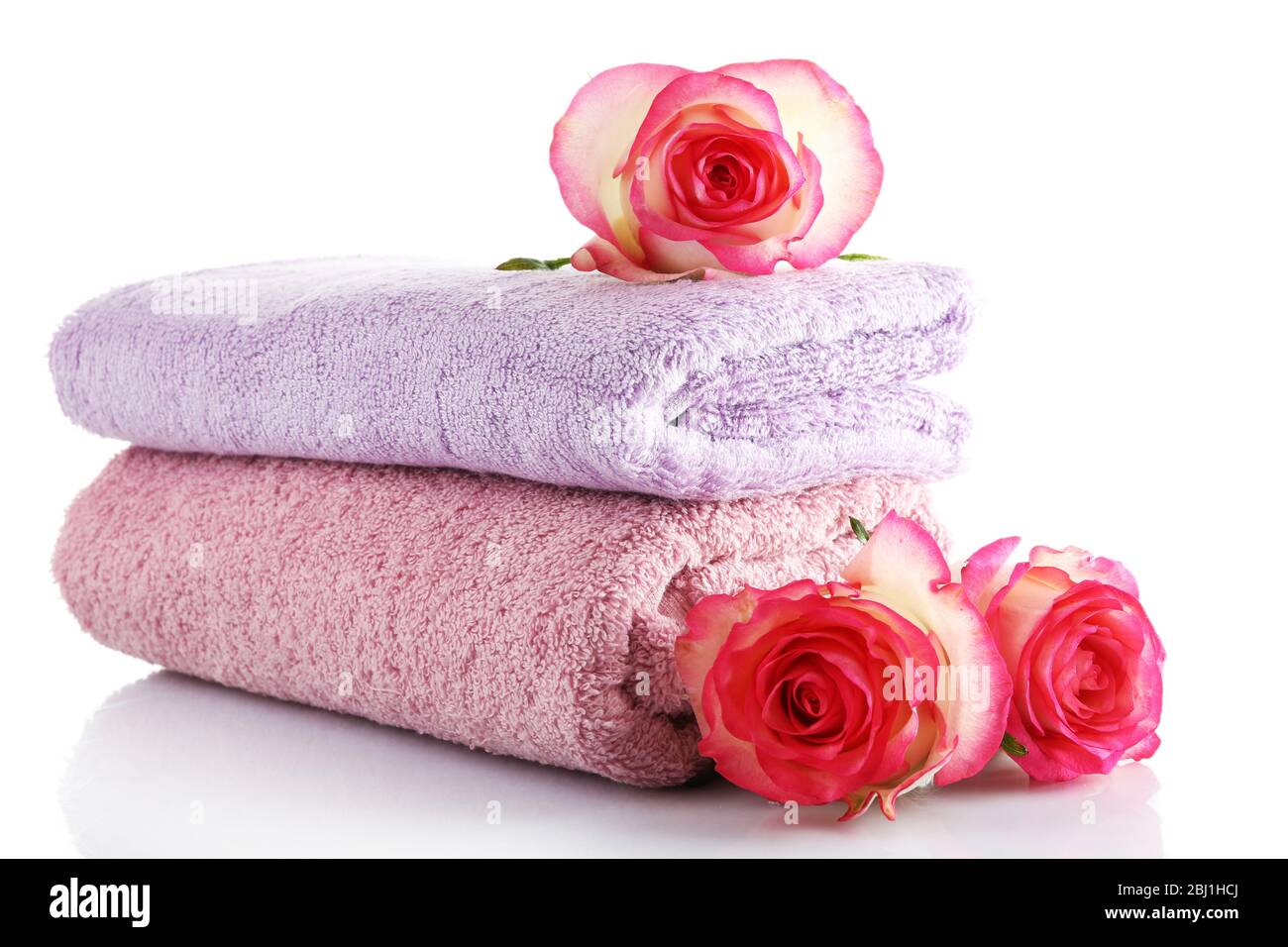 Stack of colorful towels isolated on white Stock Photo - Alamy