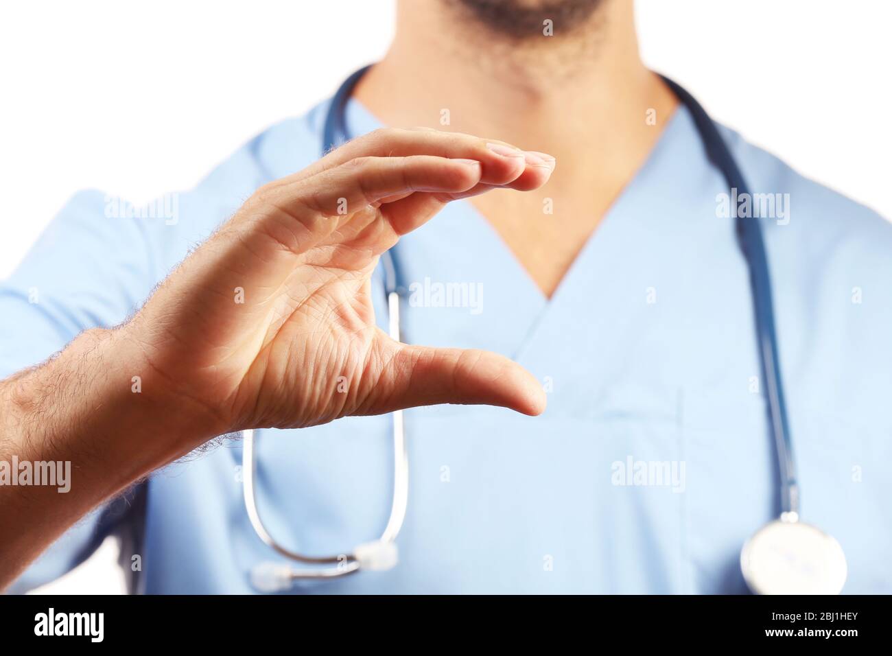 Doctor showing something with his hand, closeup Stock Photo - Alamy