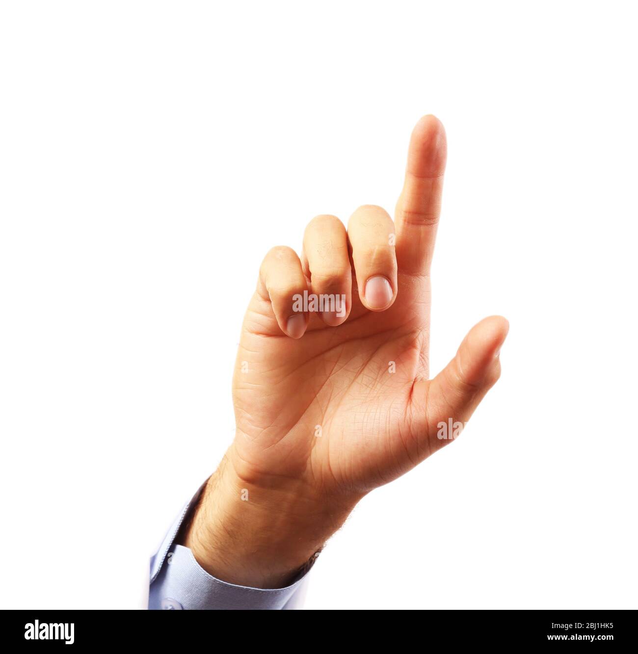 Doctor pointing his finger up isolated on white Stock Photo - Alamy