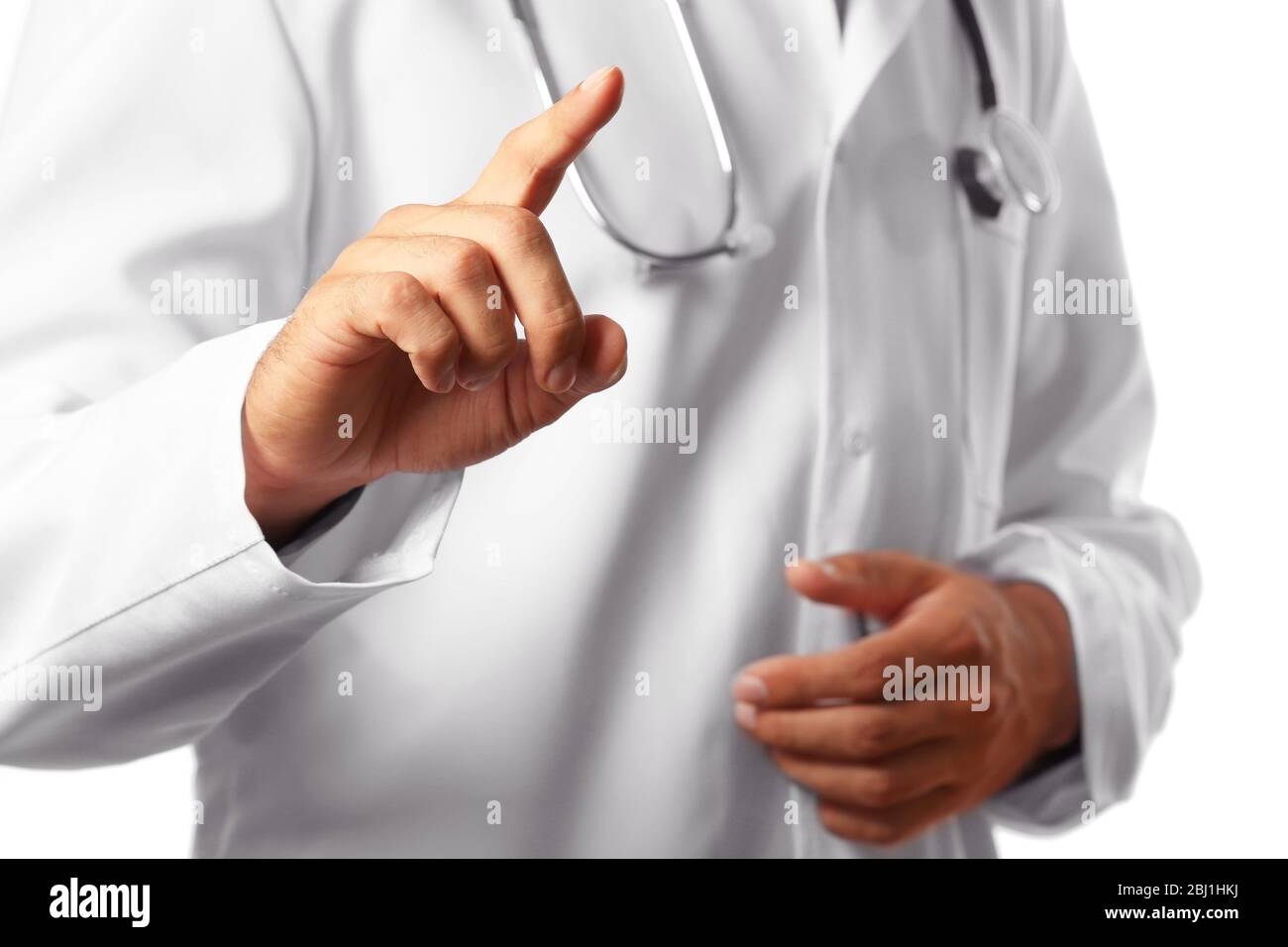 Doctor pointing his finger, closeup Stock Photo - Alamy