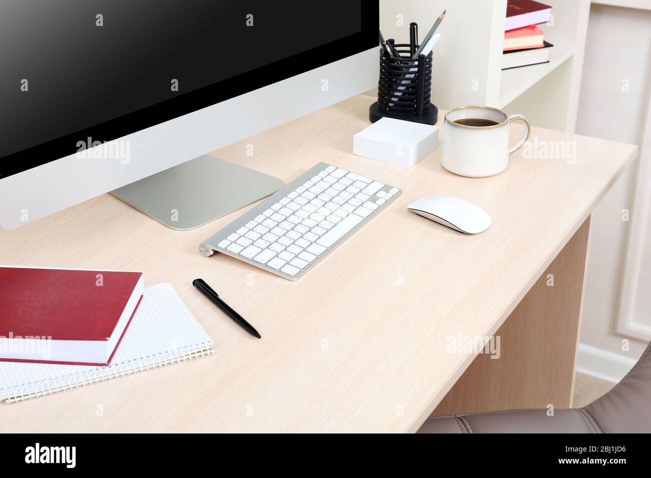 Workplace with computer in office Stock Photo - Alamy