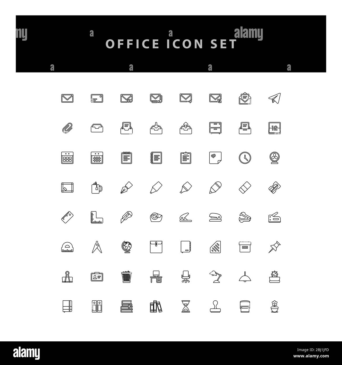 Office vector Icons set with outline design Stock Vector Image & Art ...