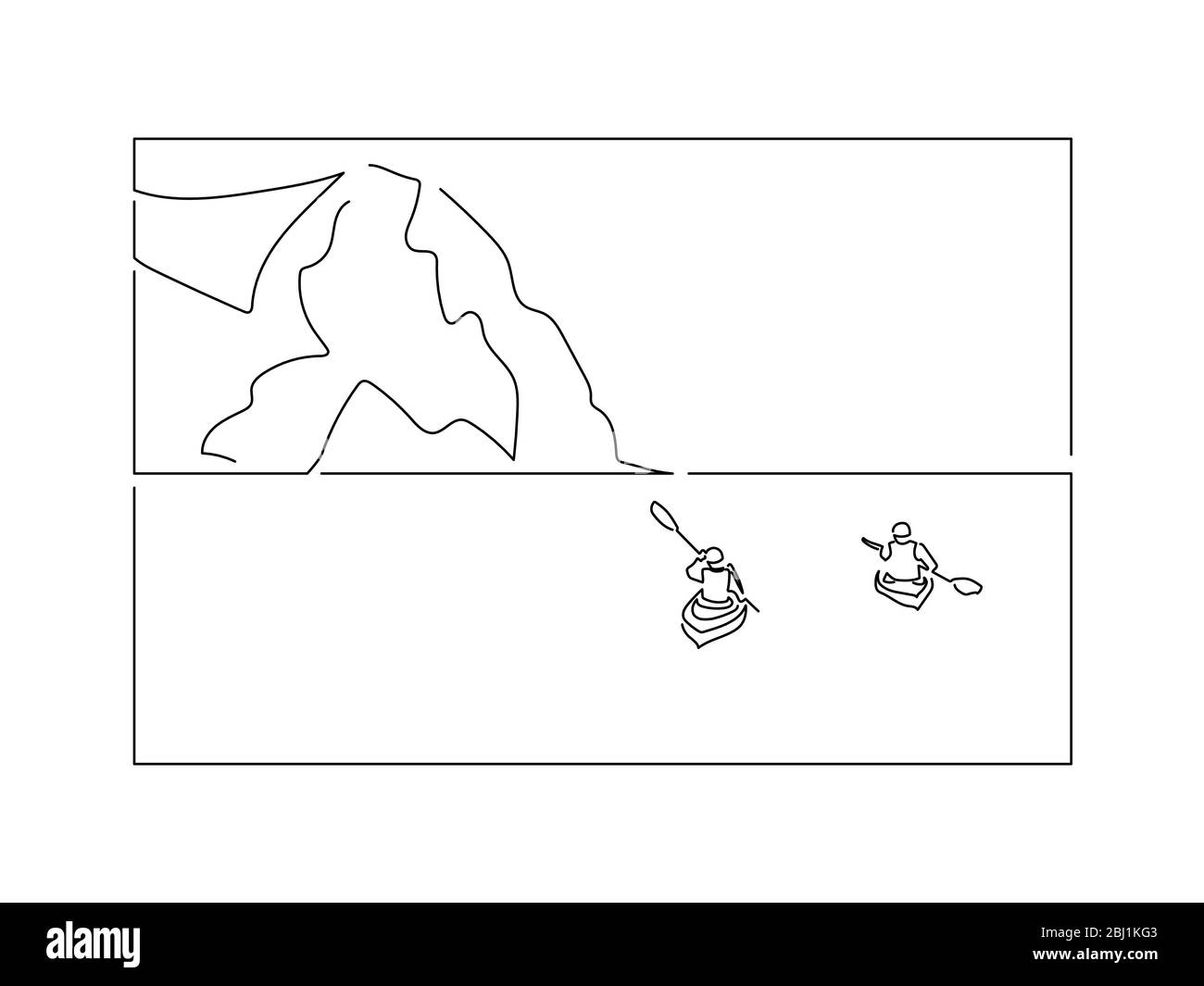 Outdoor adventure isolated line drawing, vector illustration design ...