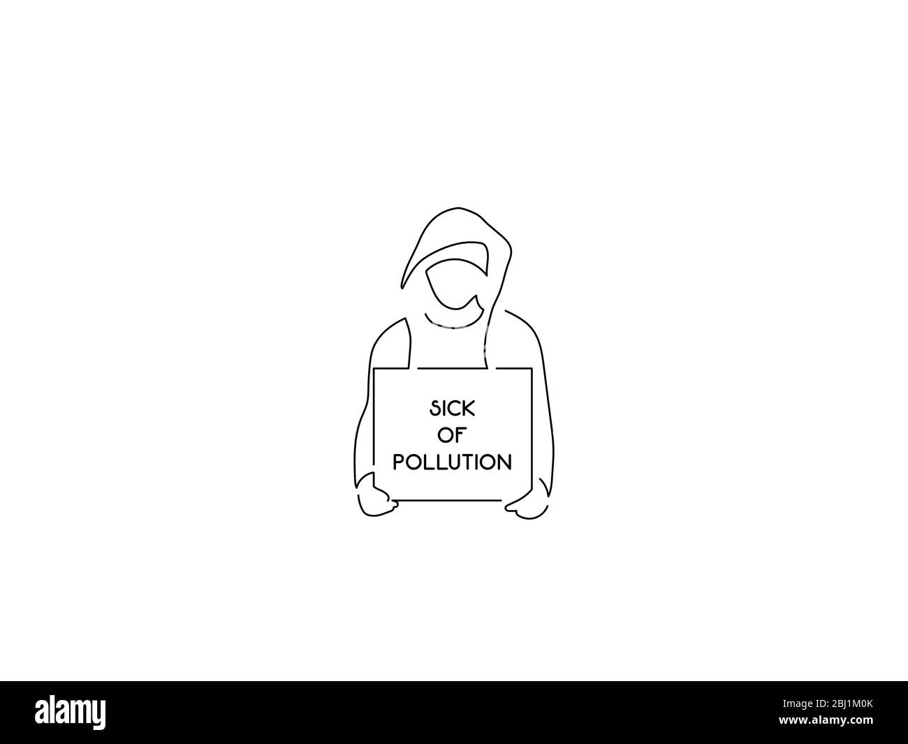 Activists holding a banner isolated line drawing, vector illustration ...