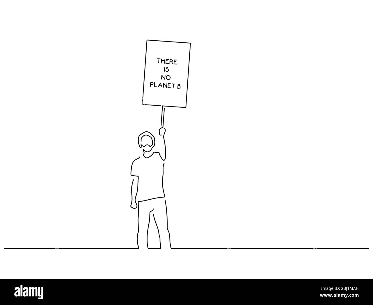 Activists holding a banner isolated line drawing, vector illustration ...