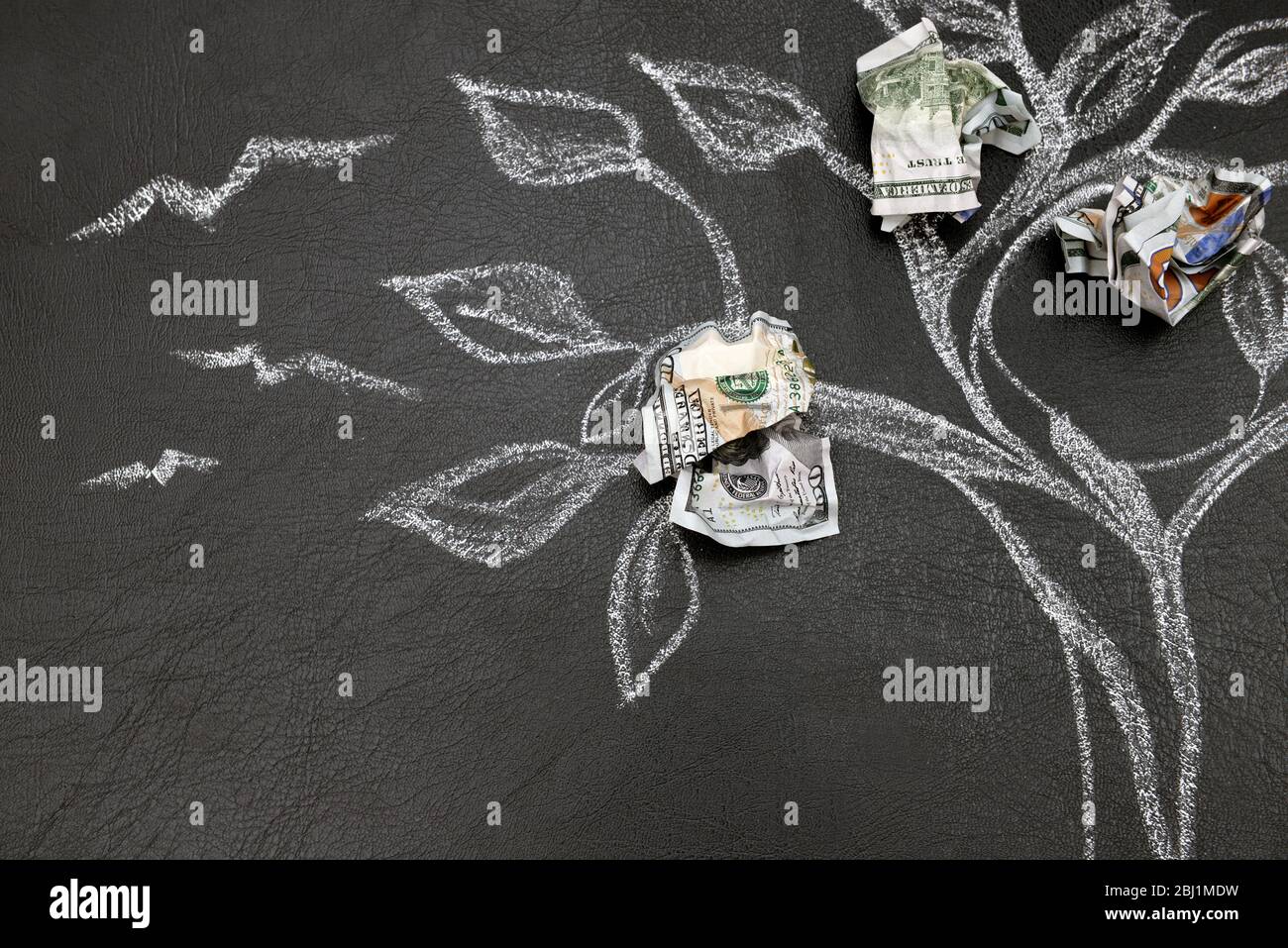 Money tree drawing on blackboard close up Stock Photo - Alamy