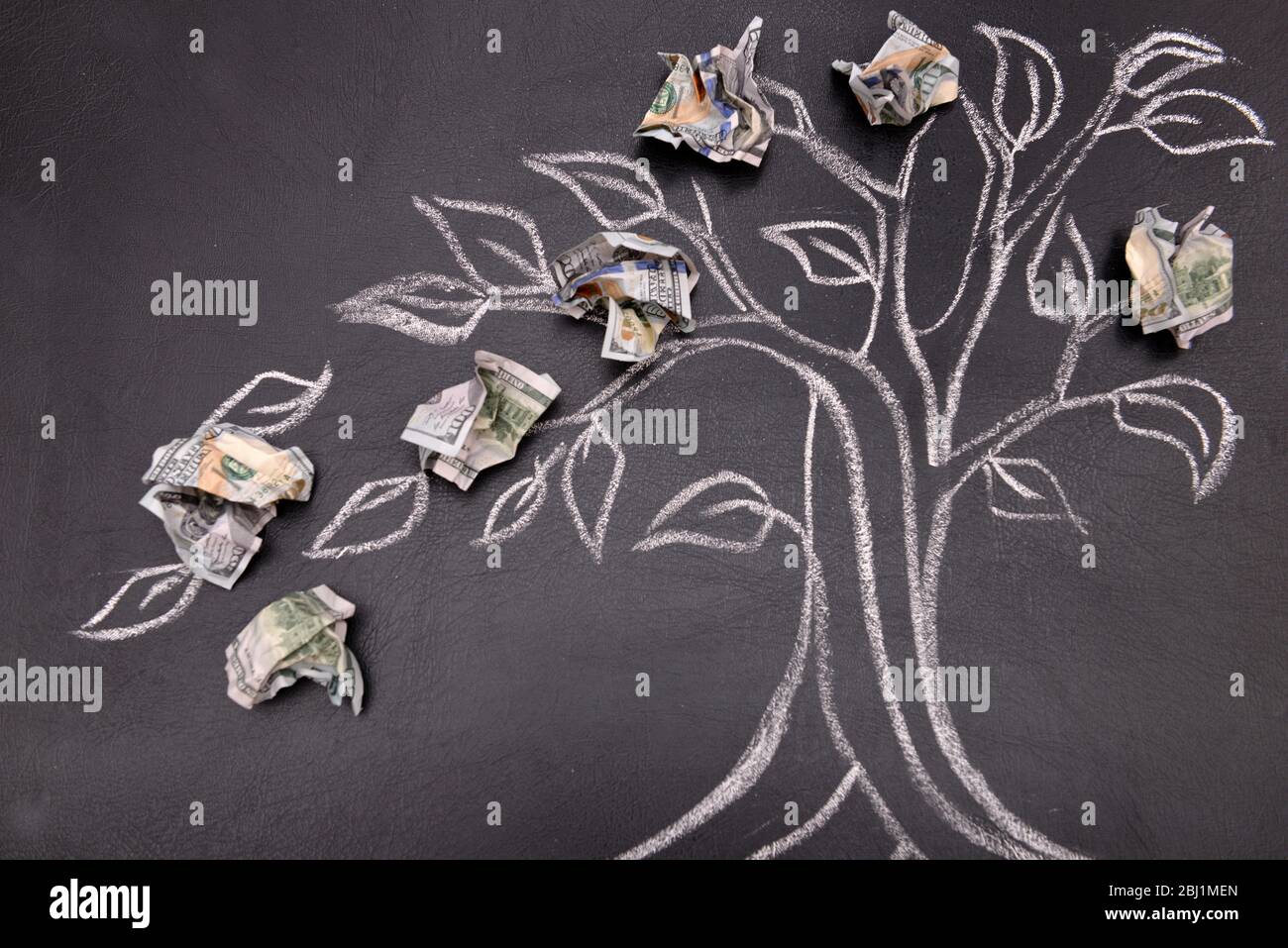 Money tree drawing on blackboard close up Stock Photo - Alamy