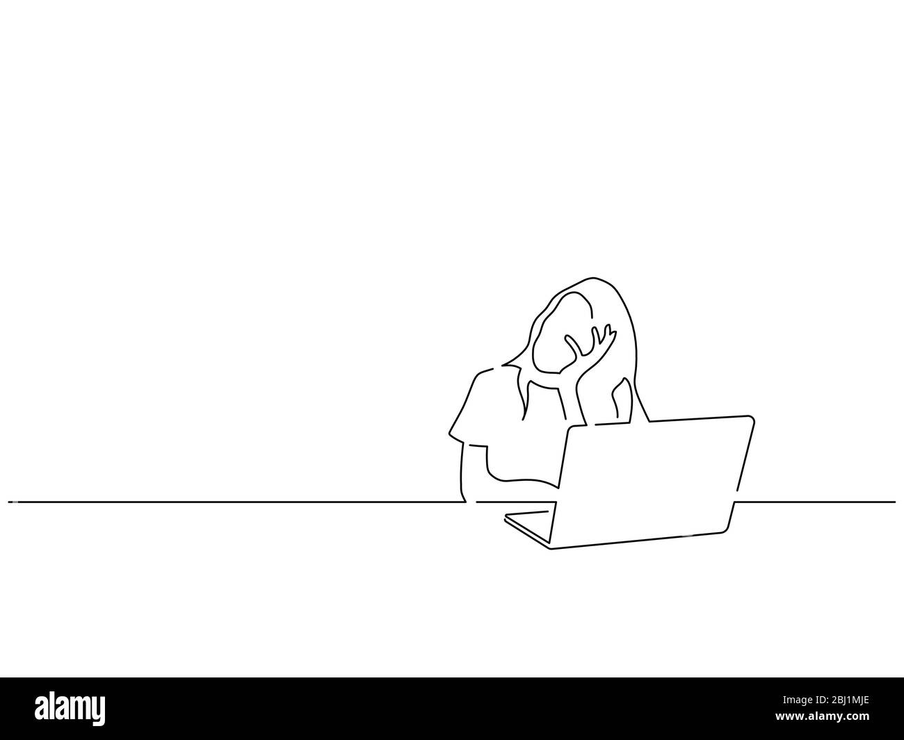 People using a laptop isolated line drawing, illustration design ...