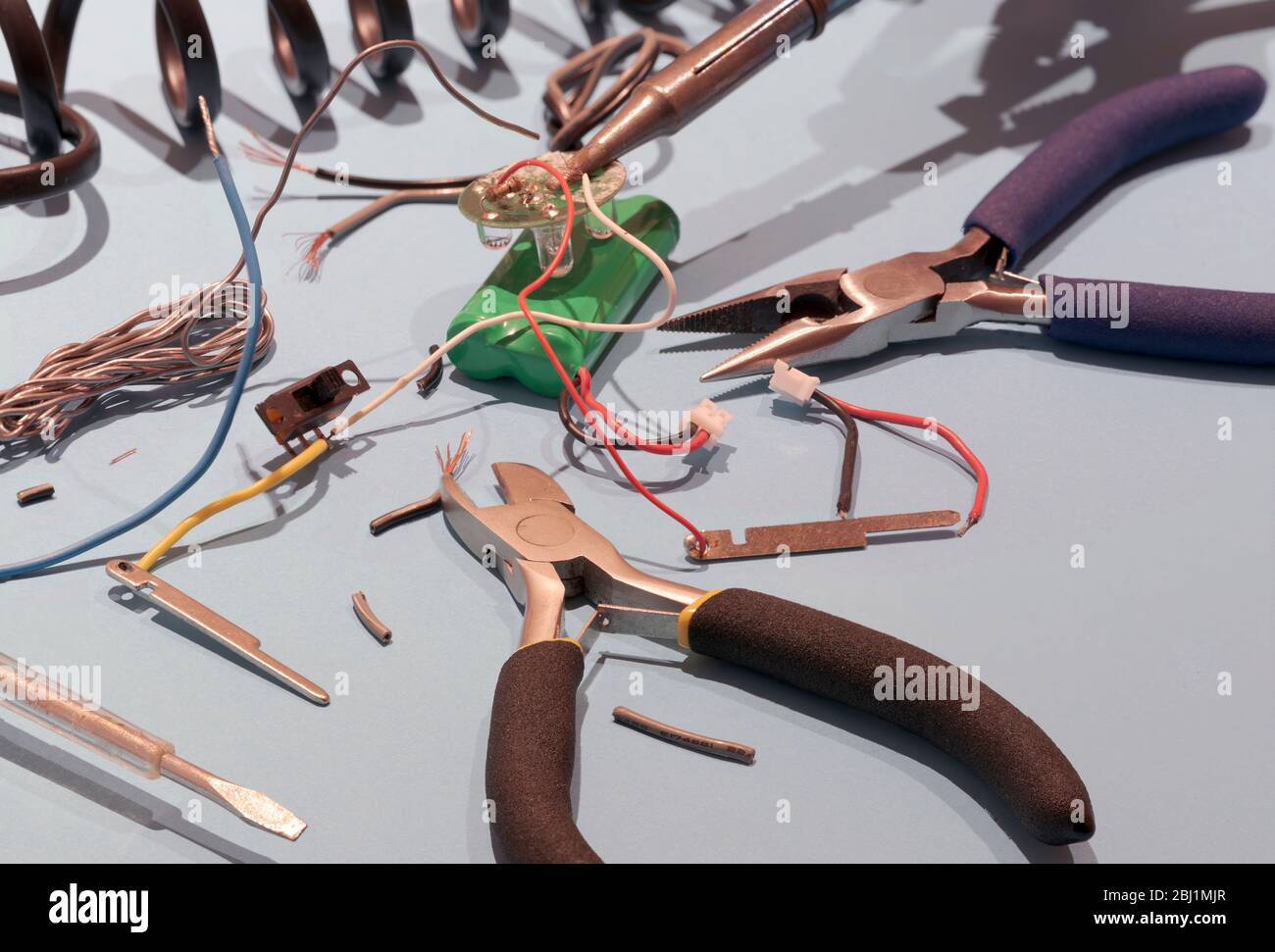 Tools and cables for electricity and electronics Stock Photo - Alamy