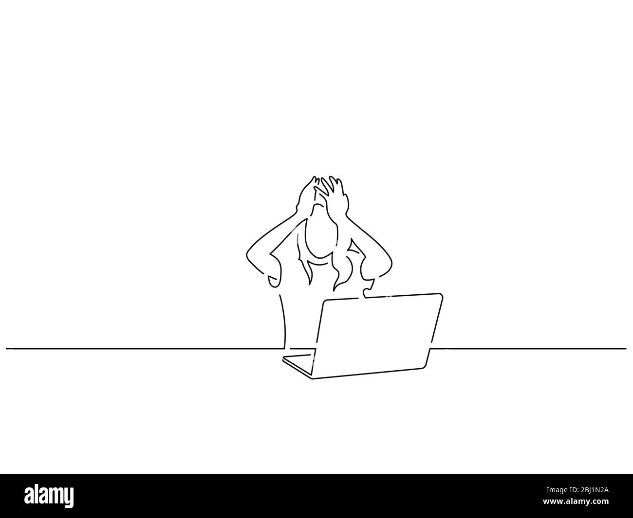 People using a laptop isolated line drawing, illustration design ...
