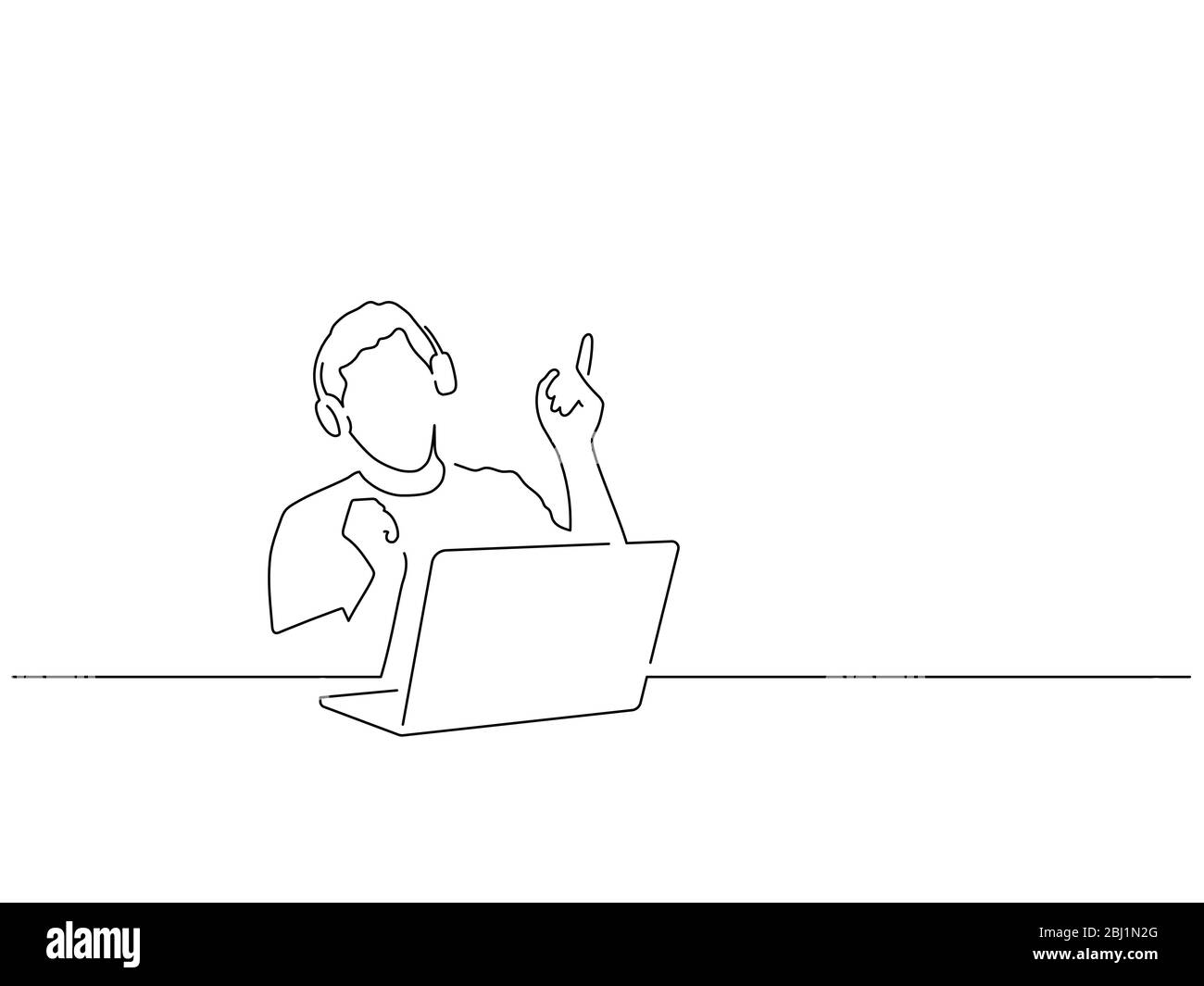 People using a laptop isolated line drawing, illustration design ...