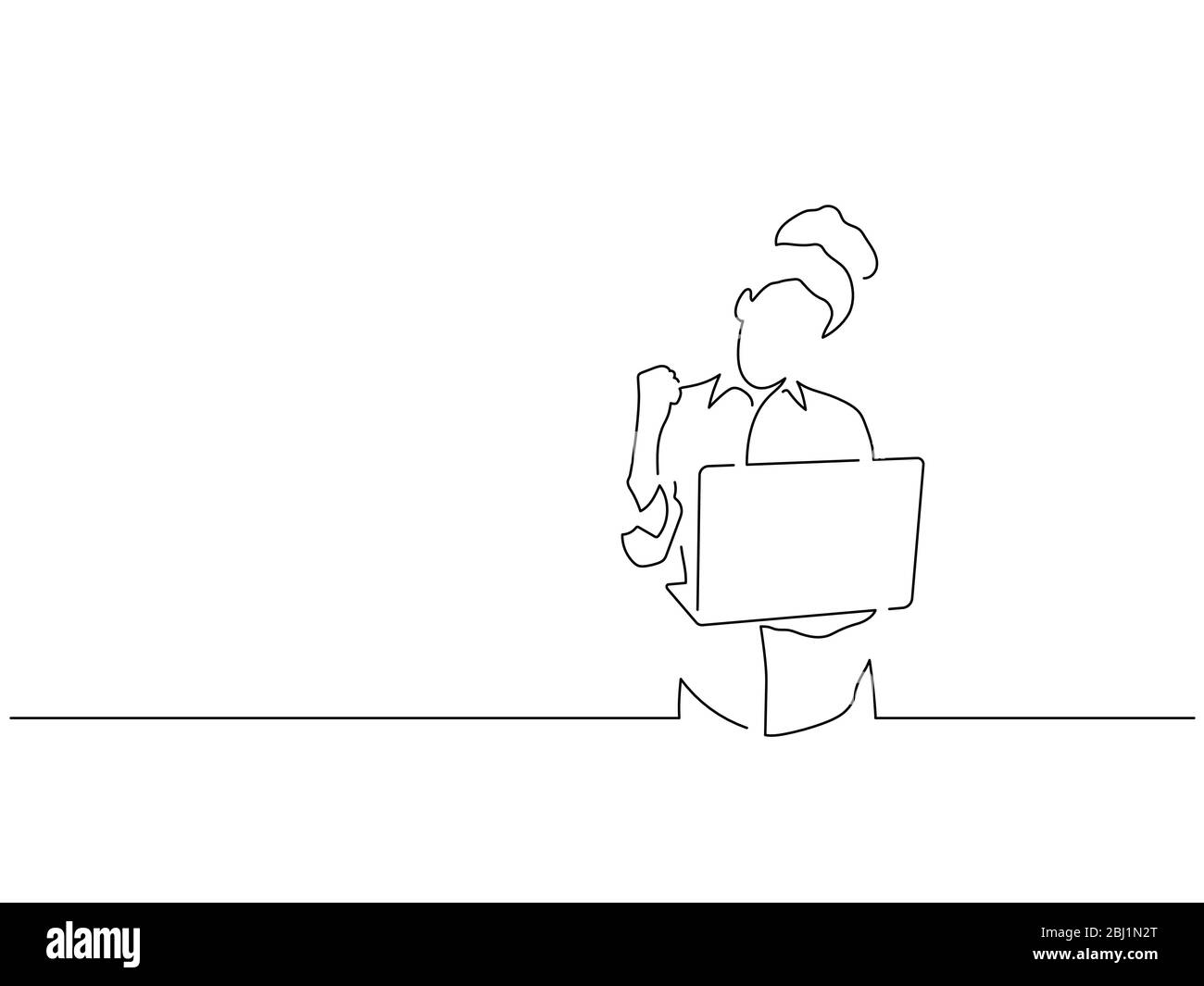 People using a laptop isolated line drawing, illustration design ...