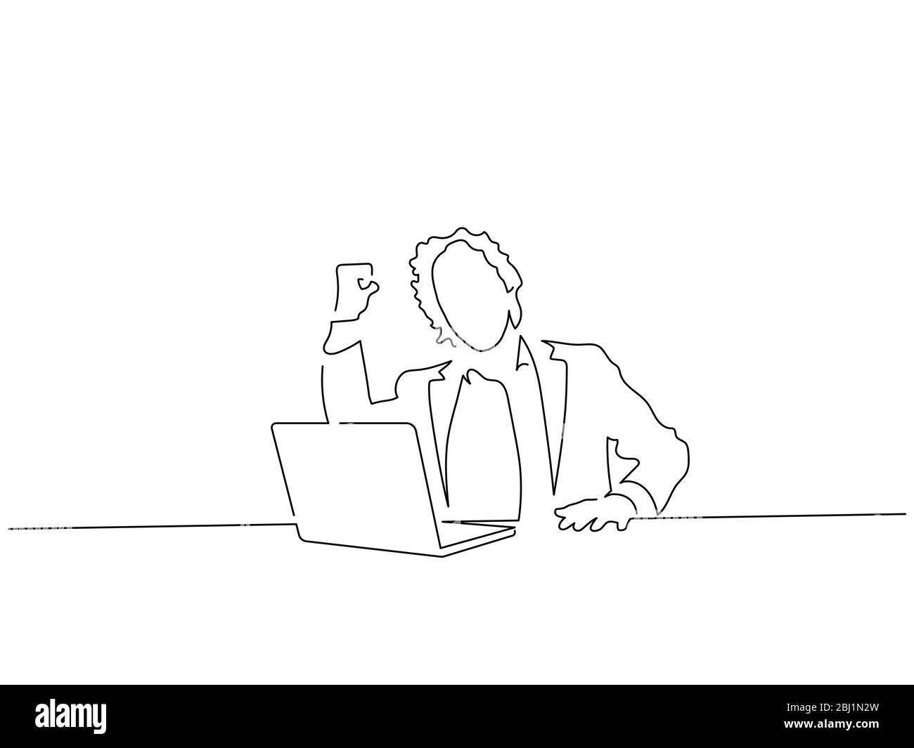 People using a laptop isolated line drawing, illustration design ...