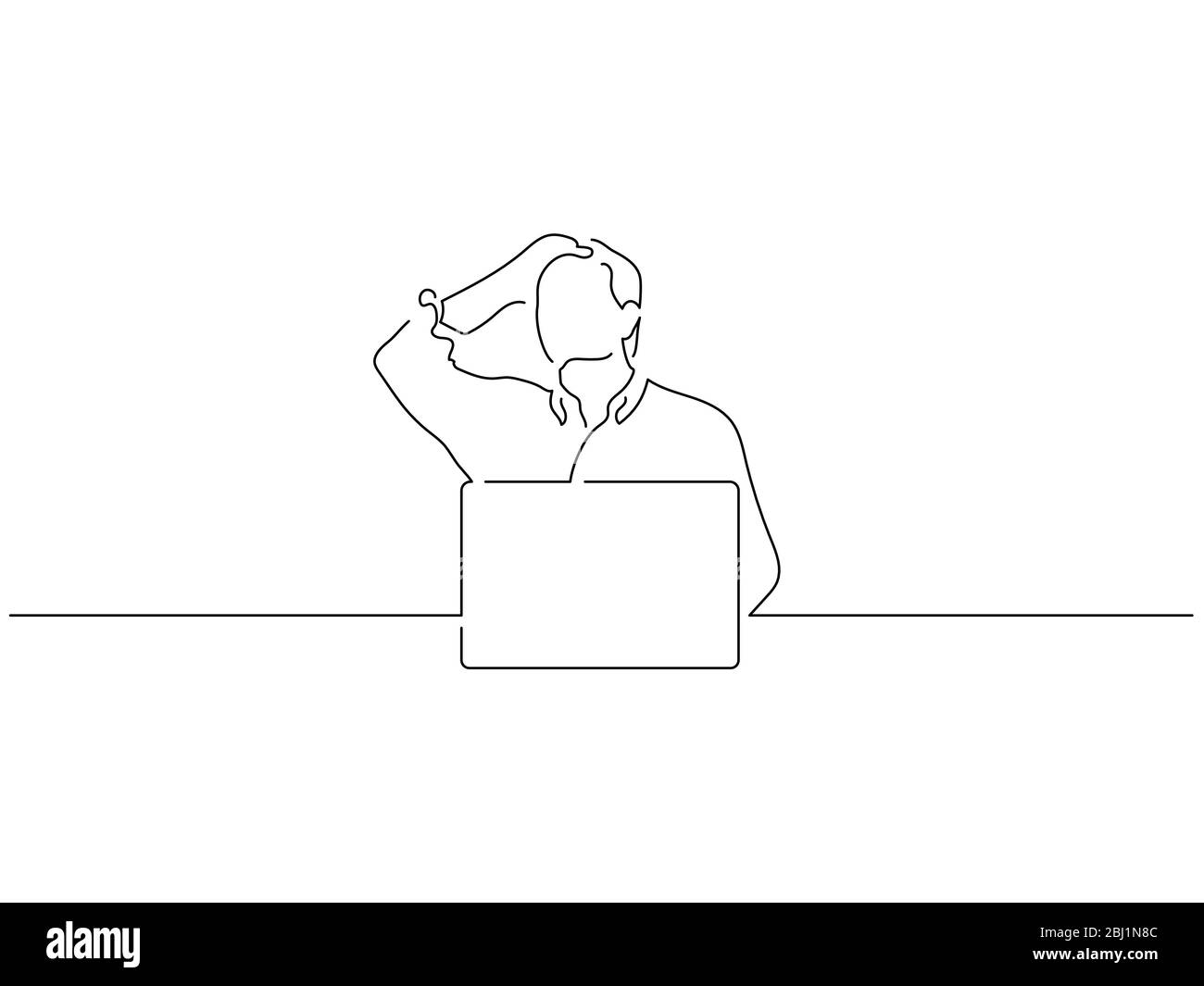 People using a laptop isolated line drawing, illustration design ...