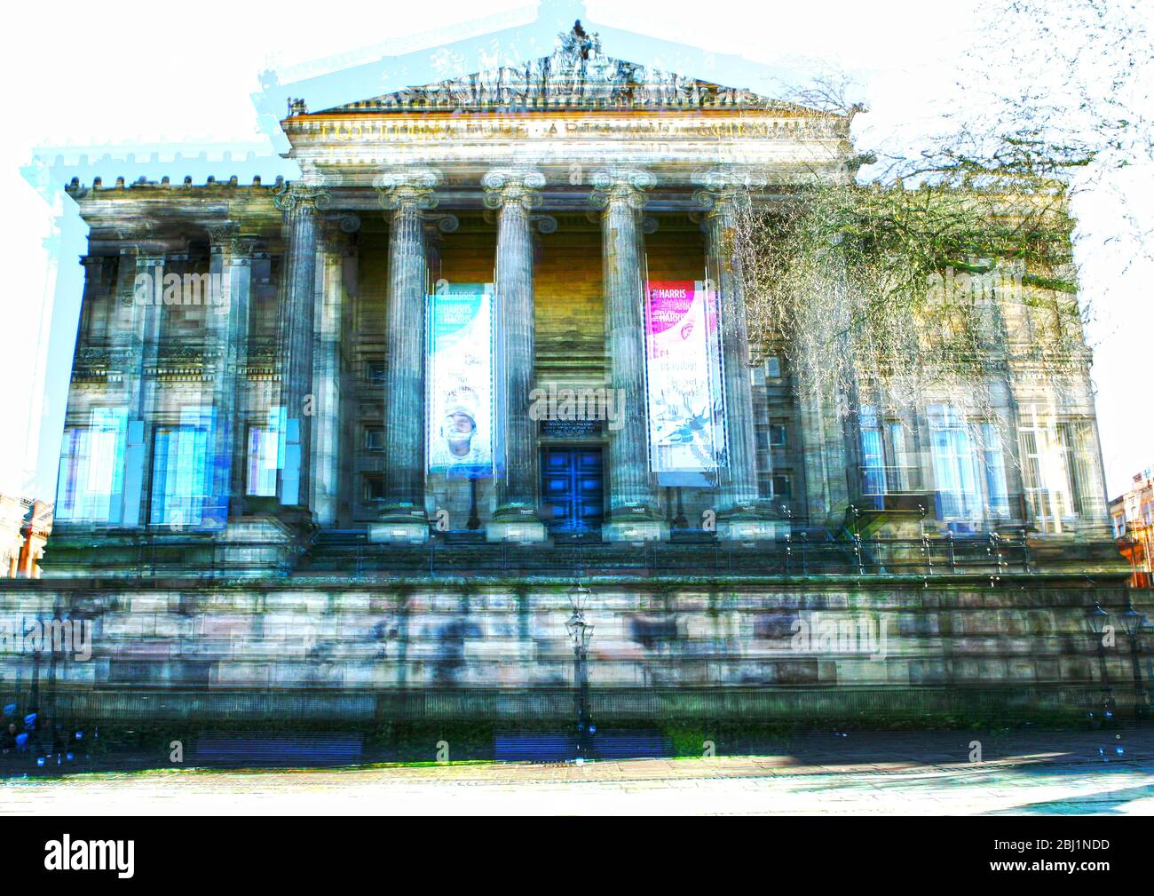 Impressionist photo of the Harris museum in Preston, England Stock ...