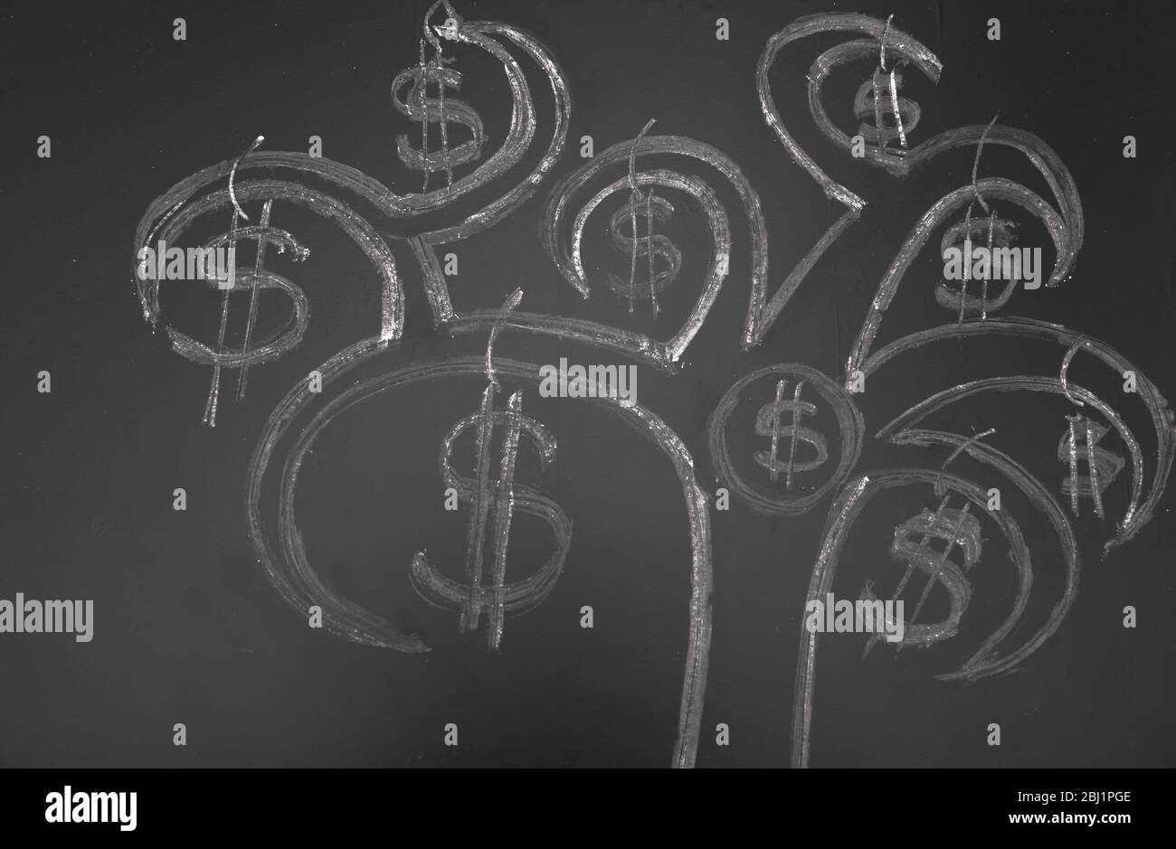 Chalk money tree drawing on blackboard background Stock Photo - Alamy