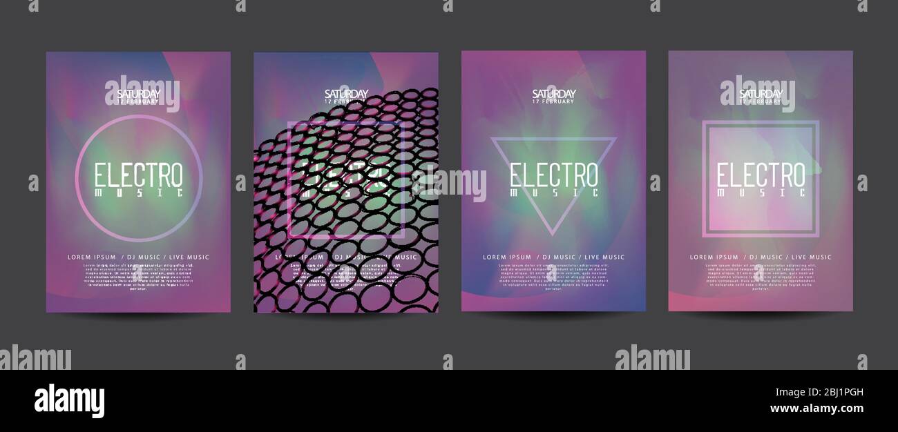 electronic dance music cover template for club party flyer, colorful ...