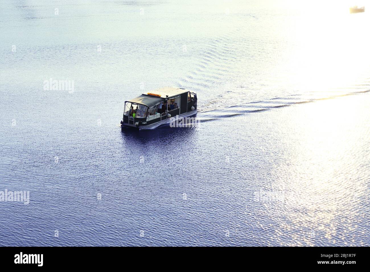 Water bus over river background Stock Photo - Alamy