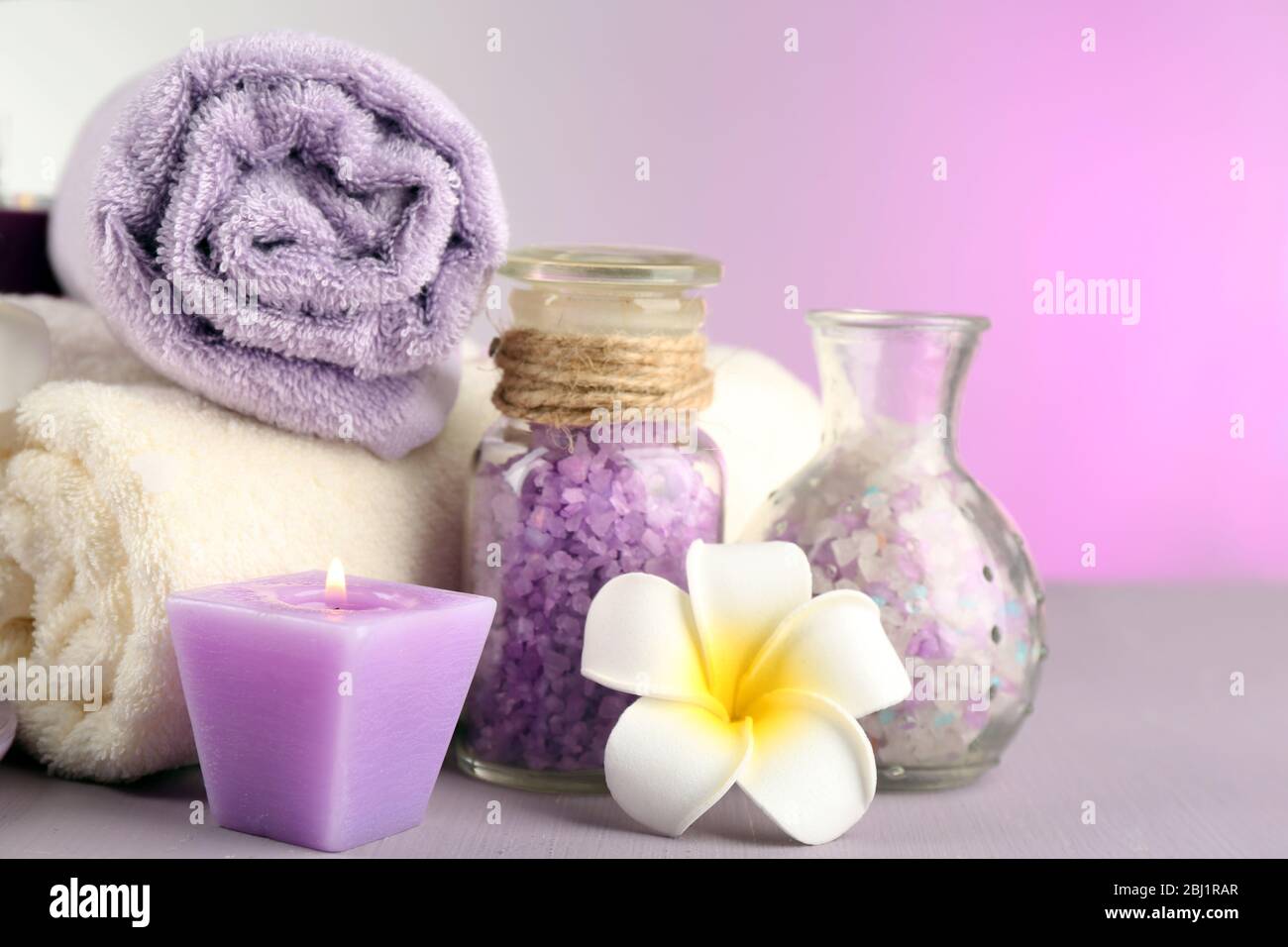 Spa treatments on colorful background Stock Photo - Alamy