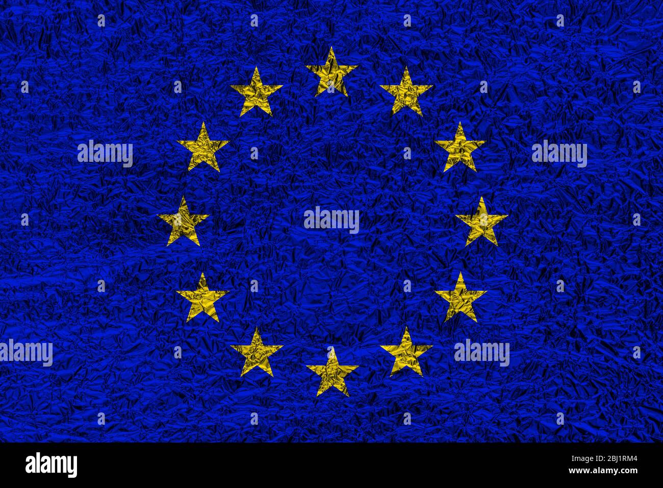 European Union flag on foil texture. Abstract background for design ...