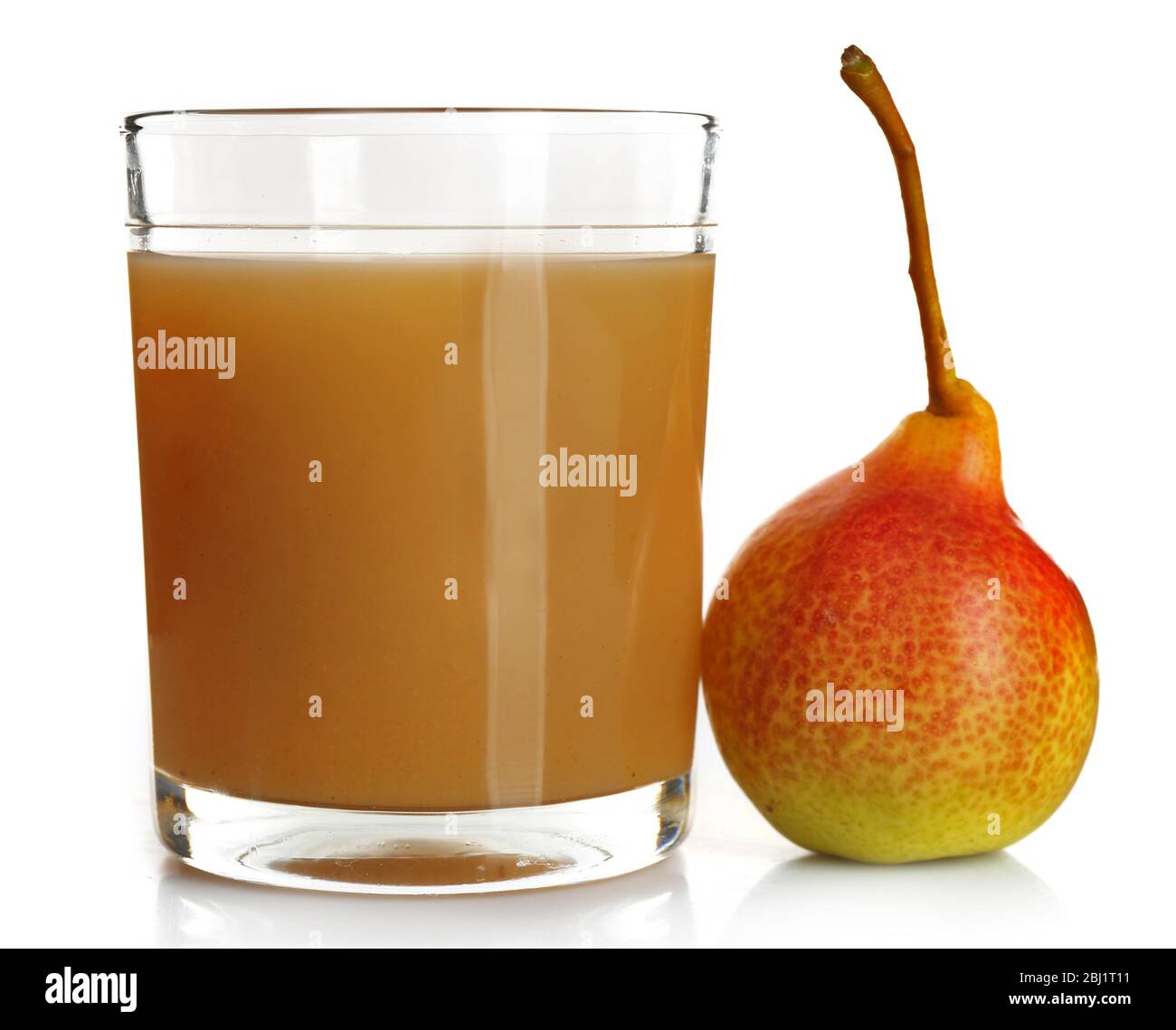 Fresh pear juice with fruit isolated on white Stock Photo - Alamy