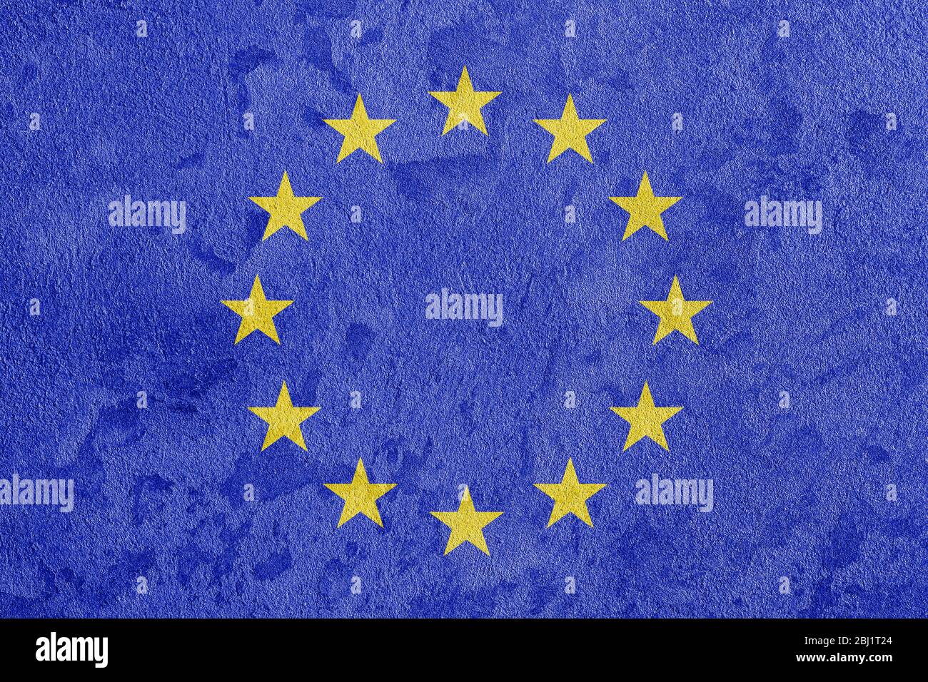 European Union flag on concrete, cement or decorative stucco texture ...