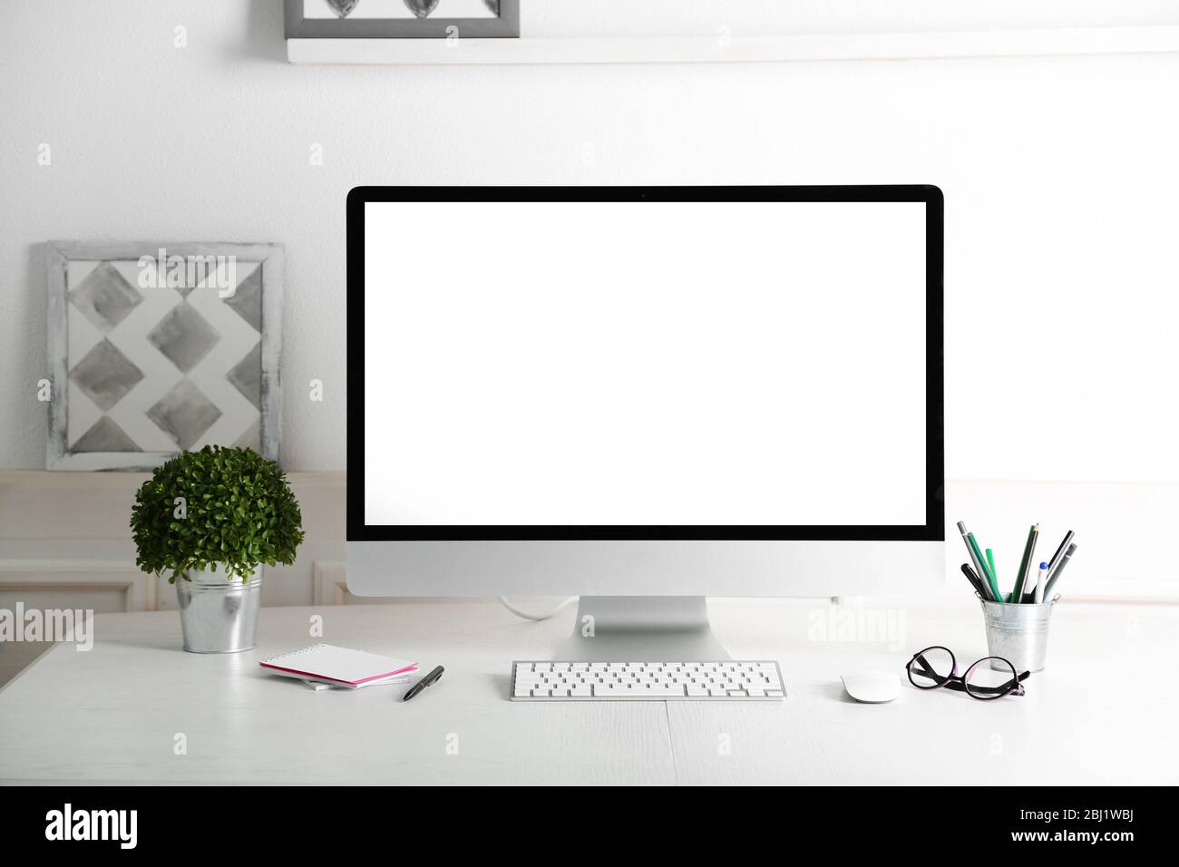 Office workplace with modern computer Stock Photo - Alamy