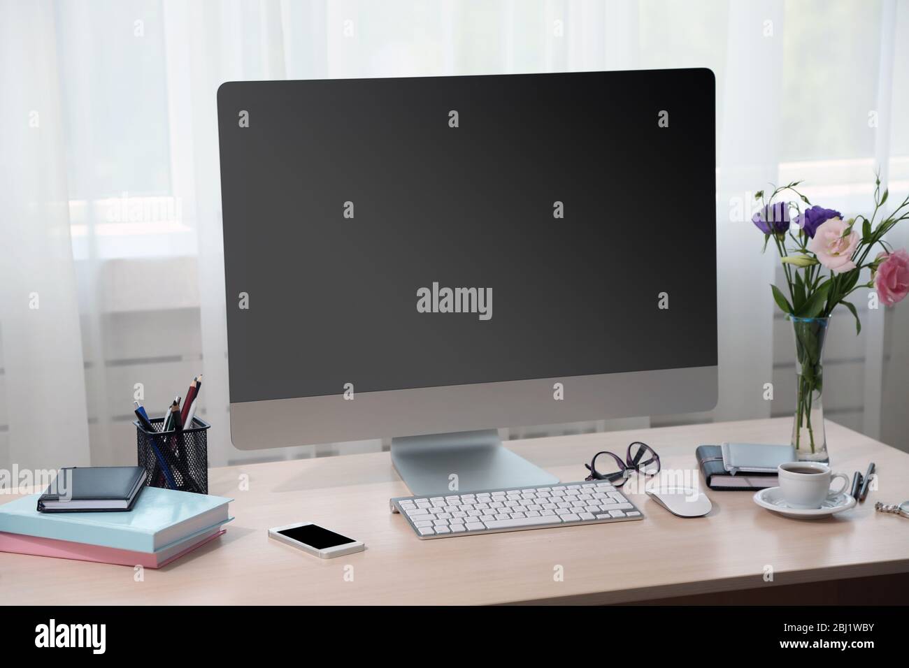 Office workplace with modern computer Stock Photo - Alamy