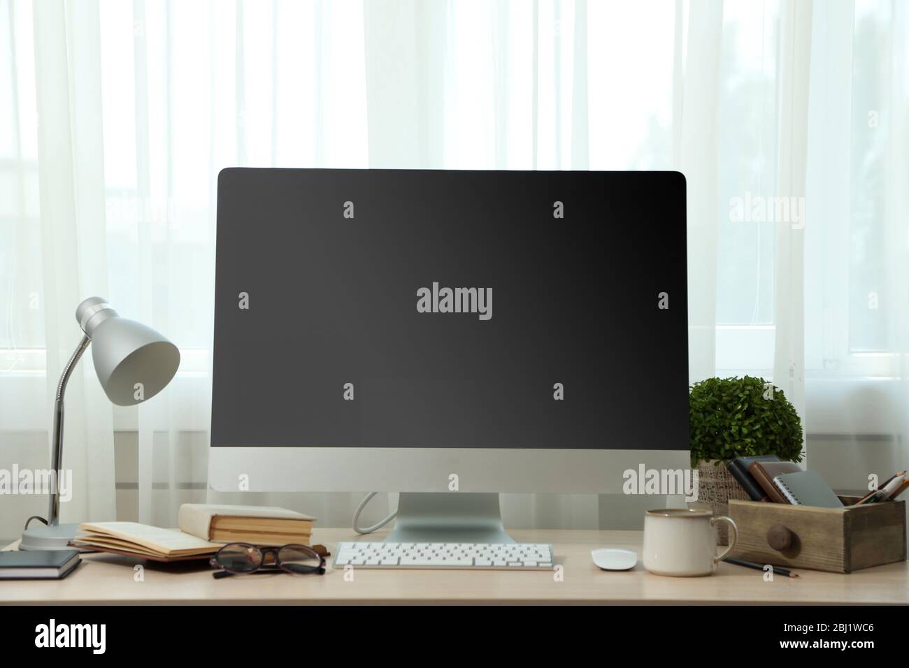 Office workplace with modern computer Stock Photo - Alamy