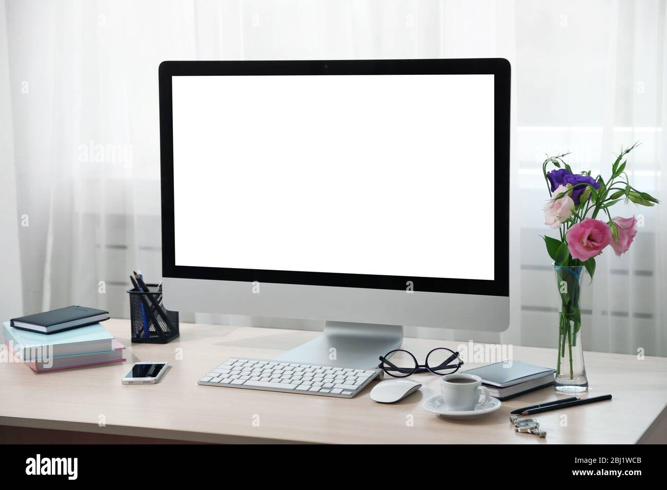 Office workplace with modern computer Stock Photo - Alamy