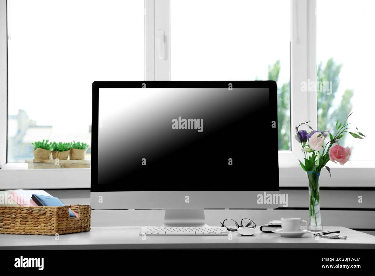 Office workplace with modern computer Stock Photo - Alamy