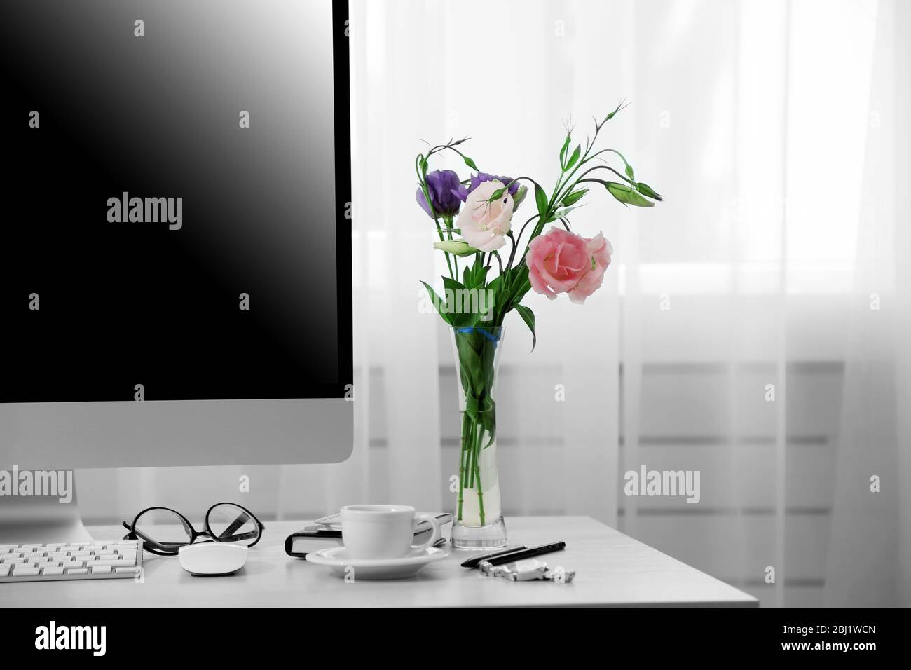 Office workplace with modern computer Stock Photo - Alamy